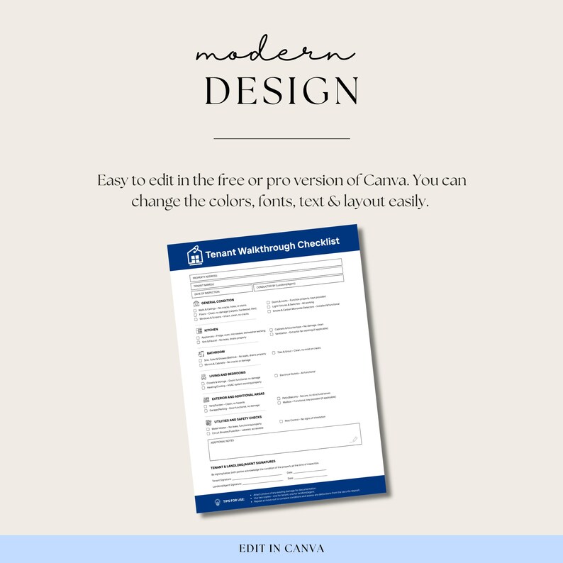 Tenant Property Condition Checklist | Rental Walkthrough Form ...