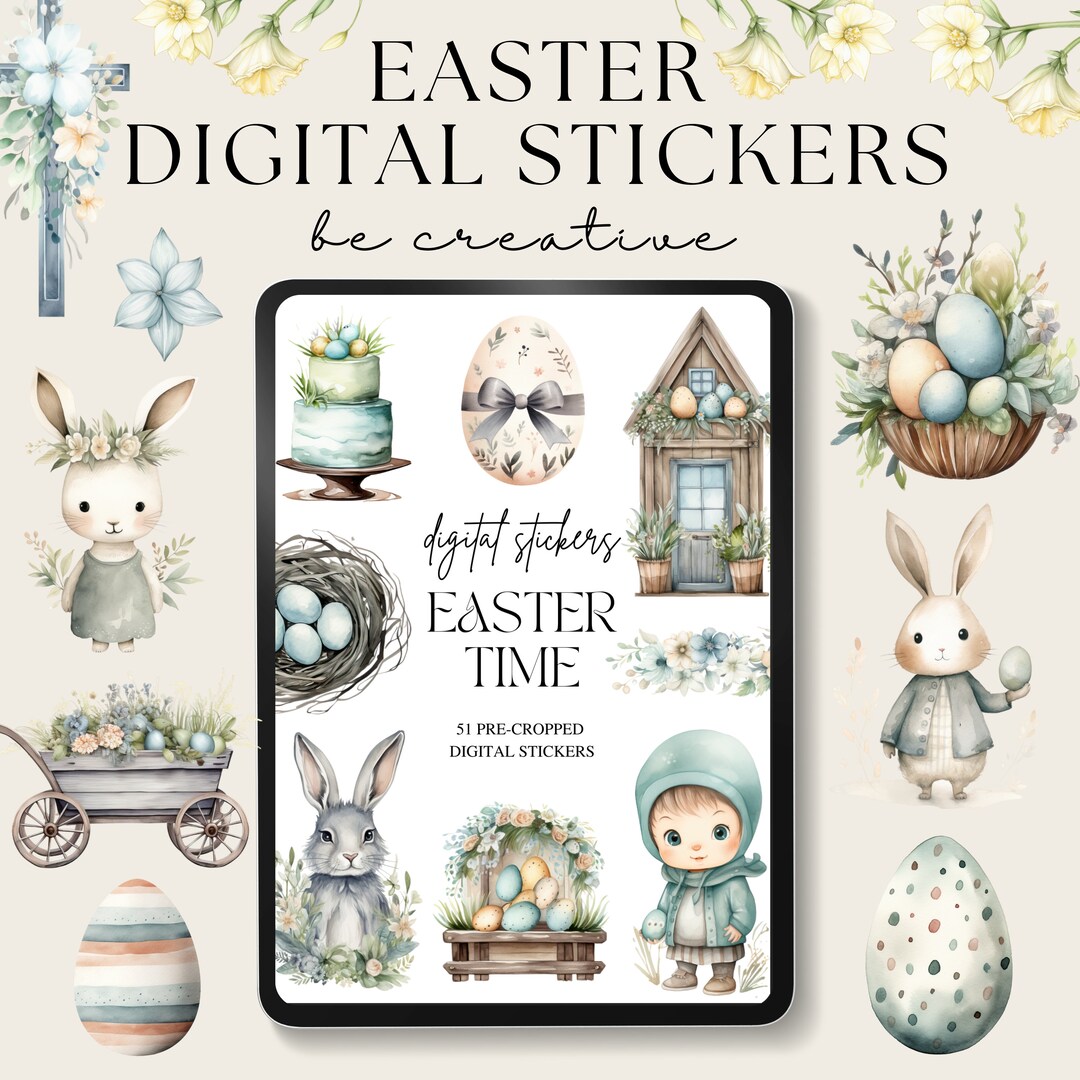 Easter Time Digital Planner Stickers | Pastel Rustic Easter Goodnotes ...