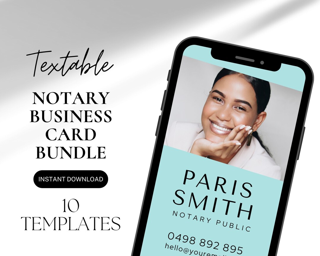 Notary Textable Digital Business Card Bundle, Notary Marketing, Canva ...