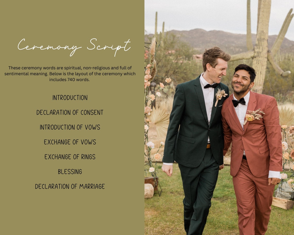 Same Sex Wedding Celebrant Script, Gay Wedding Officiant Speech ...
