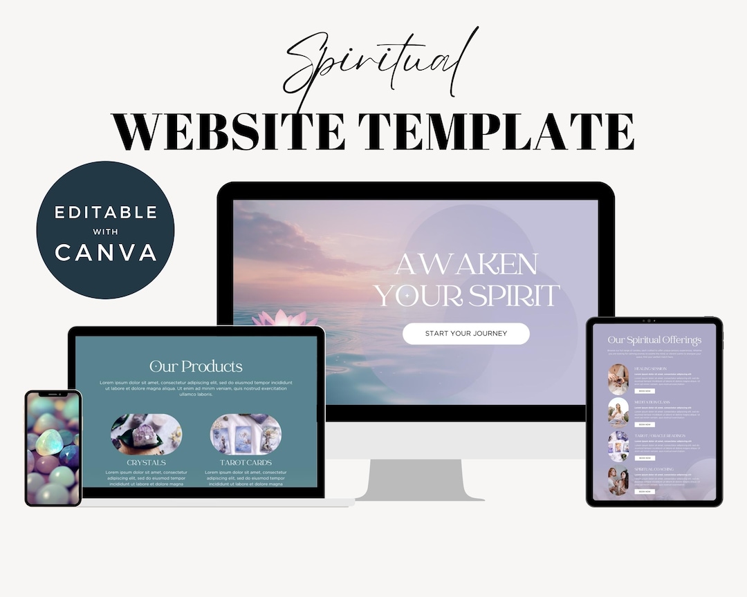 Spiritual Website, Premium Spirituality Website Template, Canva ...