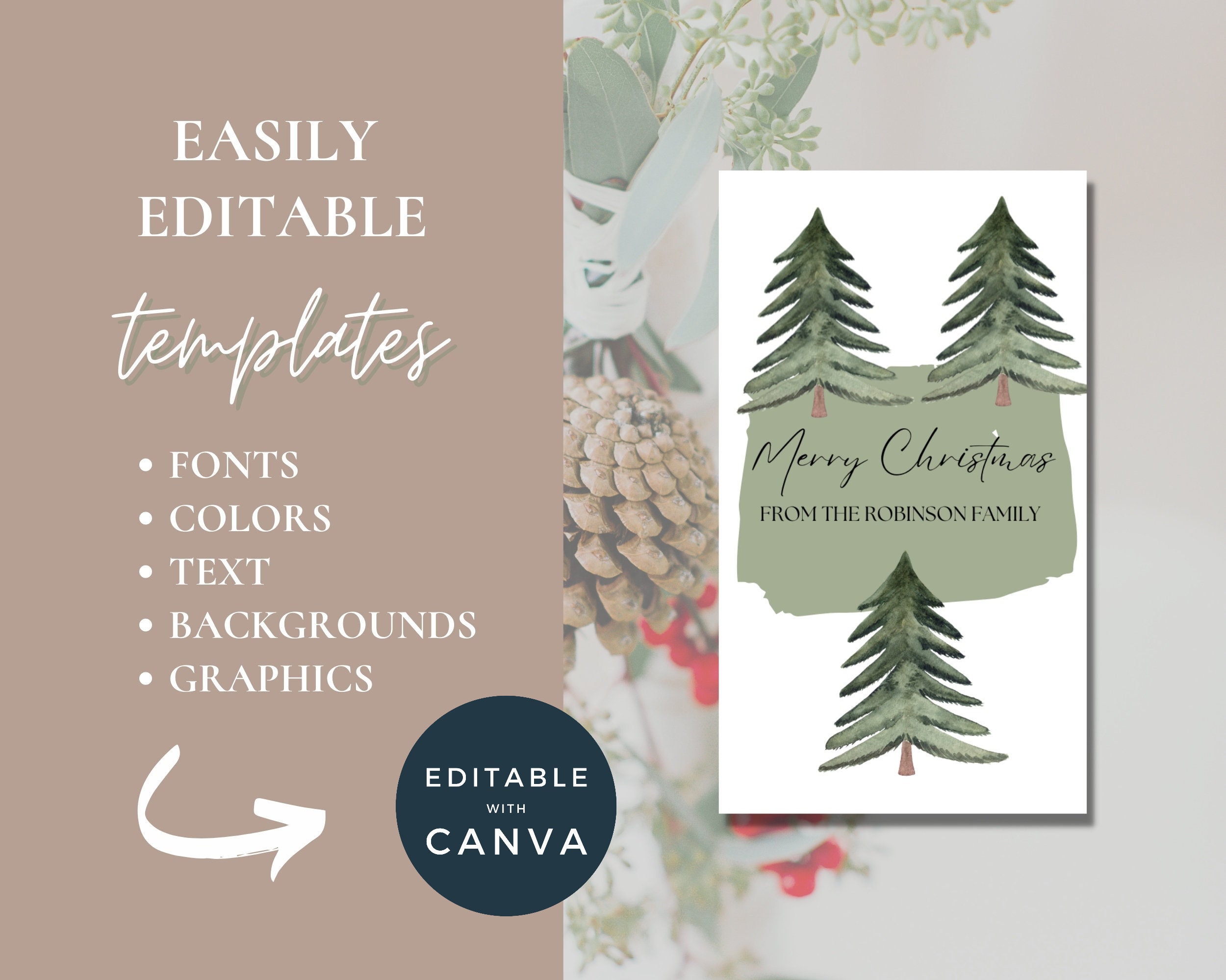 Canva Template Christmas Gift Tag, Christmas Gift Tag Template ...
