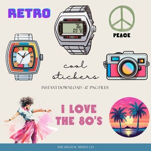 Retro 80's Digital Planner Stickers, Goodnotes Stickers, Disco Stickers ...