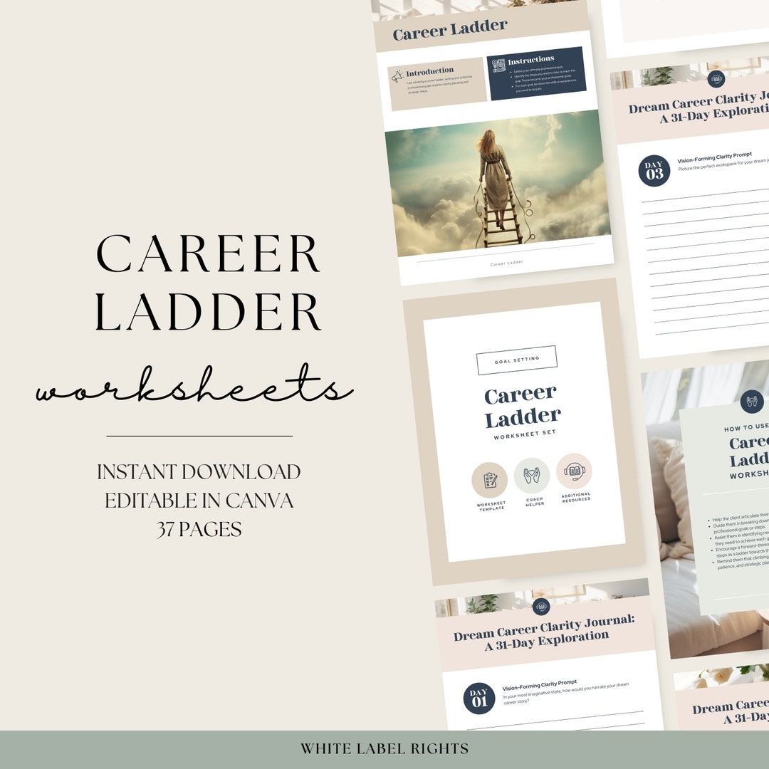 Life Coach Canva Templates, Goal and Mindset Worksheets, Neutral ...