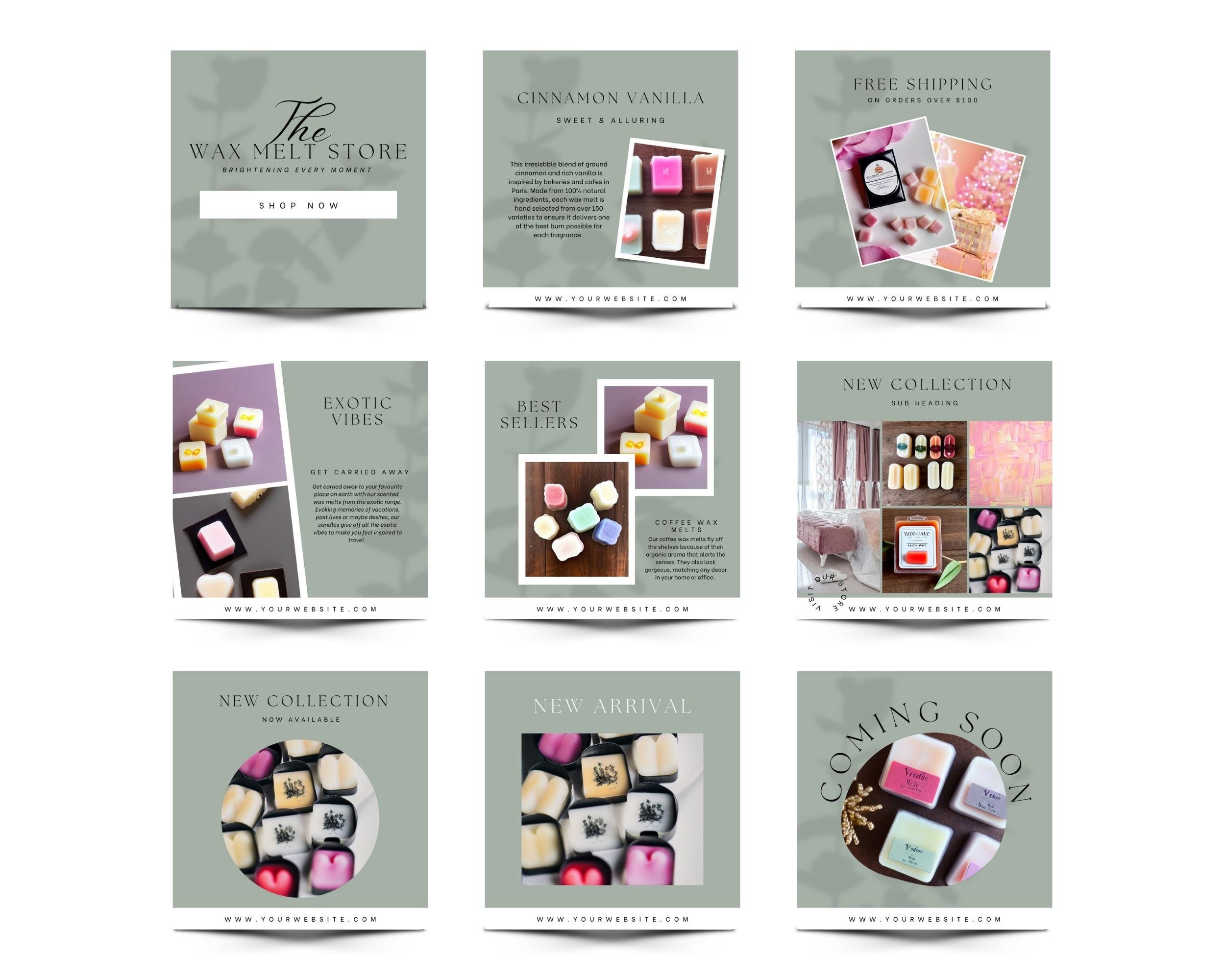 Wax Melt Instagram Templates Scented Wax Melt Social Media - Etsy