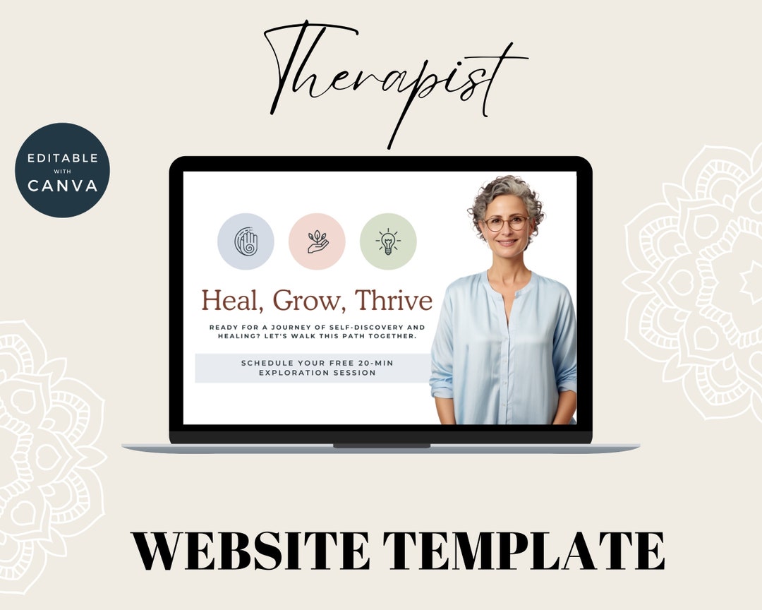 Therapist Canva Template, Canva Website Template, Canva Therapy Page ...