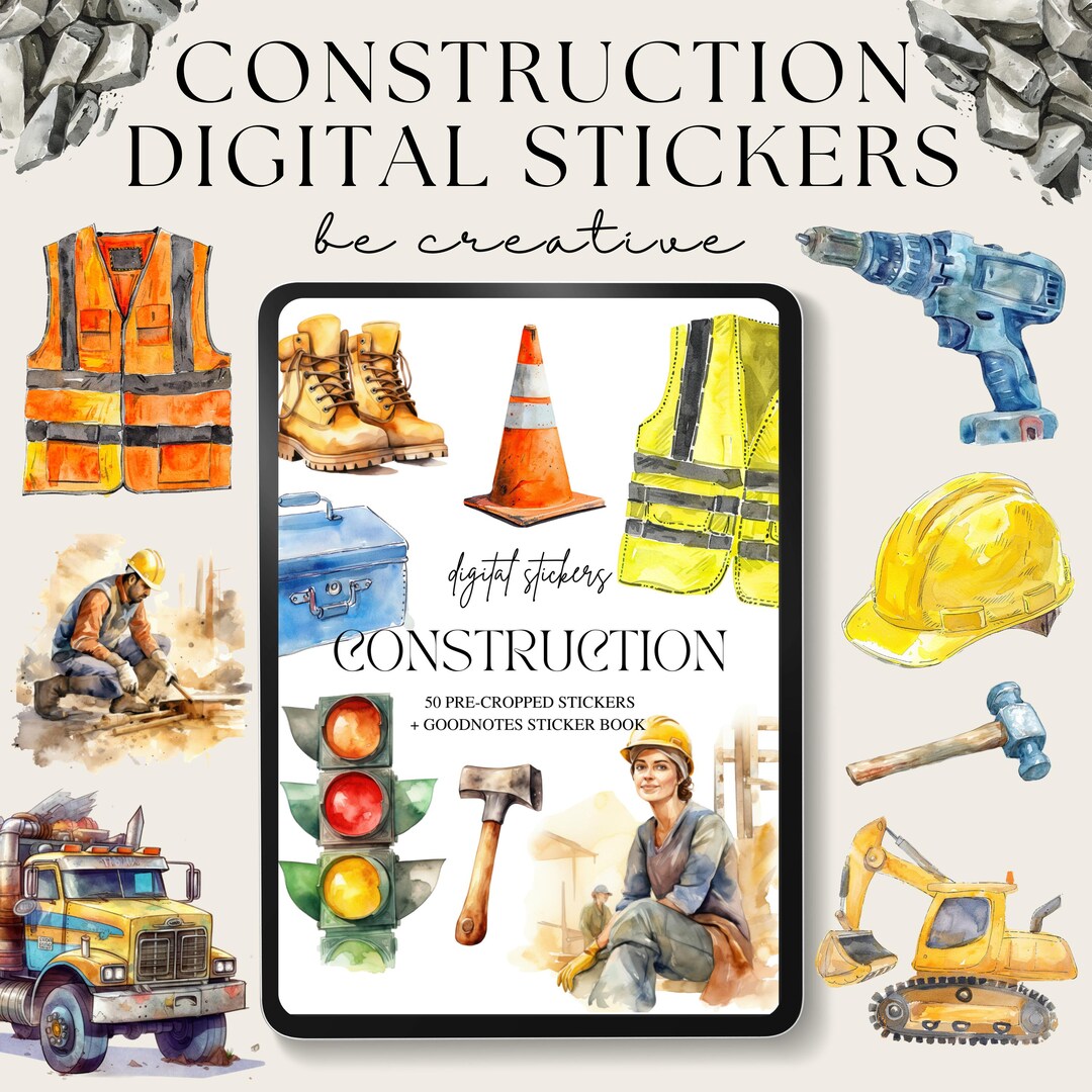 Construction Digital Stickers, Goodnotes Labouring Stickers, Every Day ...