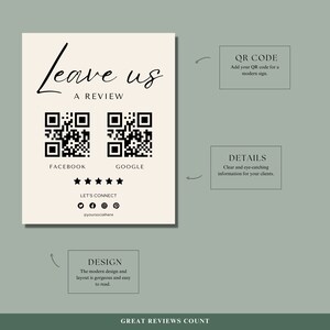 Leave A Review Framed Canva Template, Business Template, Editable QR ...