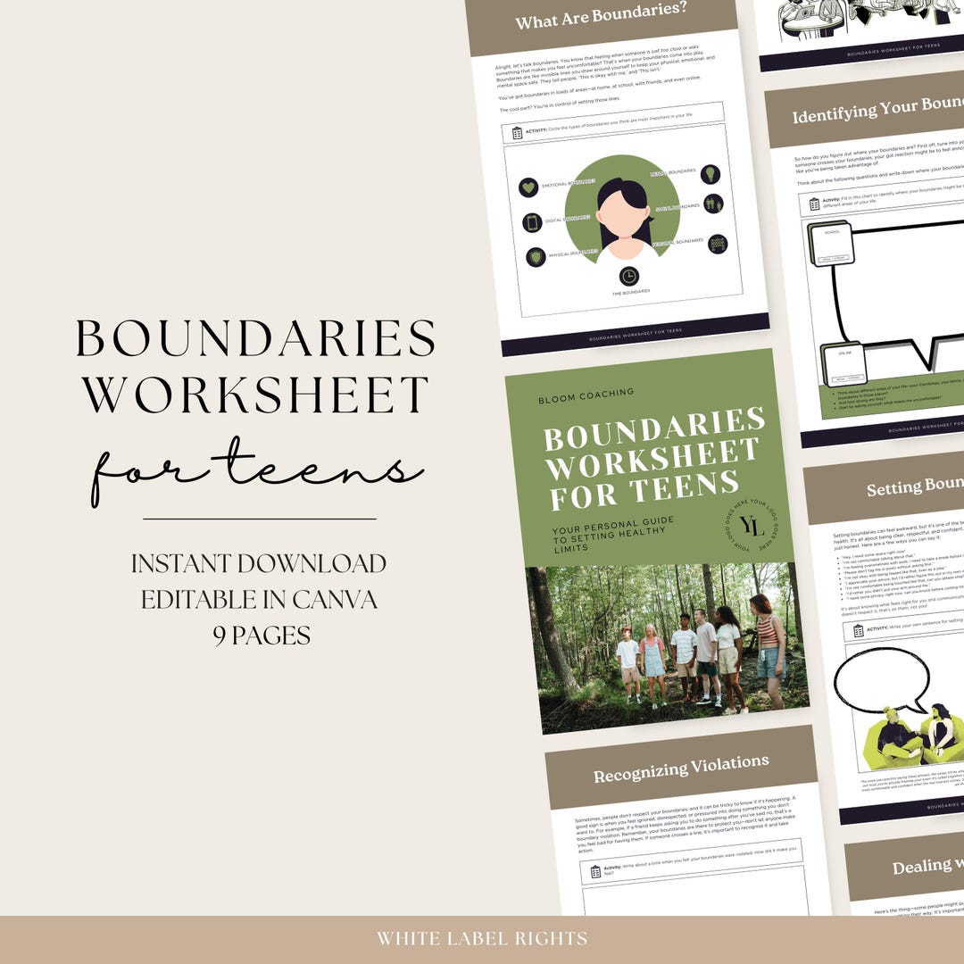 Boundaries Worksheet for Teens Template, Printable Teenager Contract ...