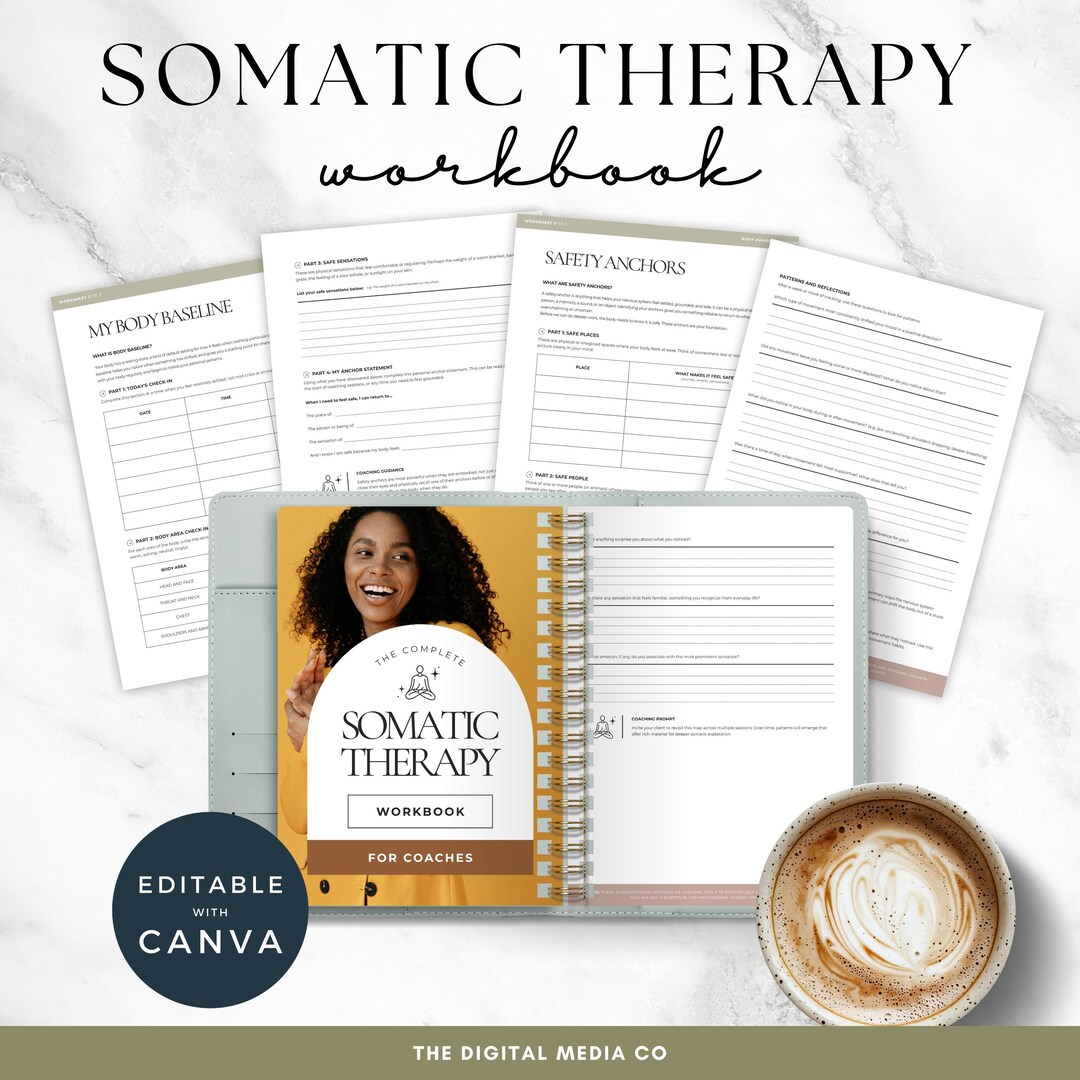 Somatic Therapy Workbook Template for Coaches, Editable Canva Worksheet ...