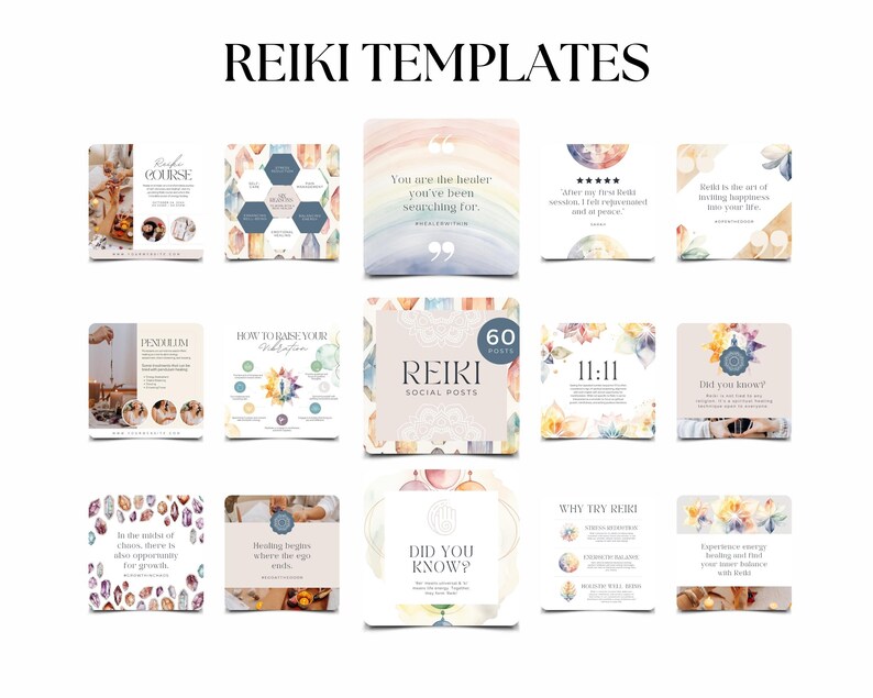 Reiki Instagram Templates, Reiki Social Media Posts, Canva Templates ...