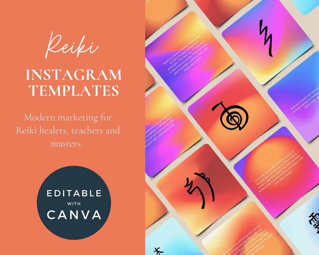 Reiki Instagram Templates, Reiki Social Media Posts, Canva Templates ...