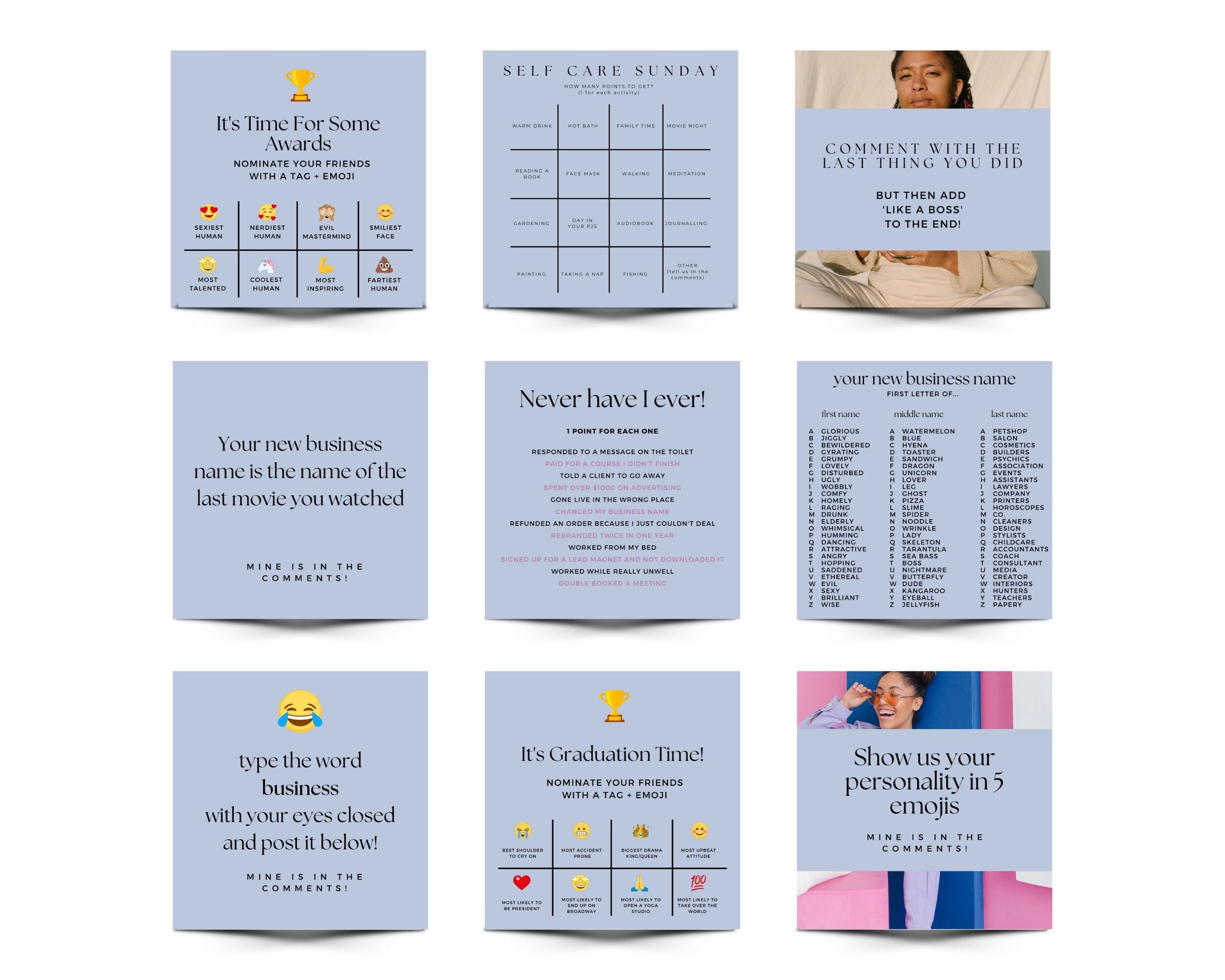 20 Viral Game Instagram Posts, Social Media Challenge Templates ...
