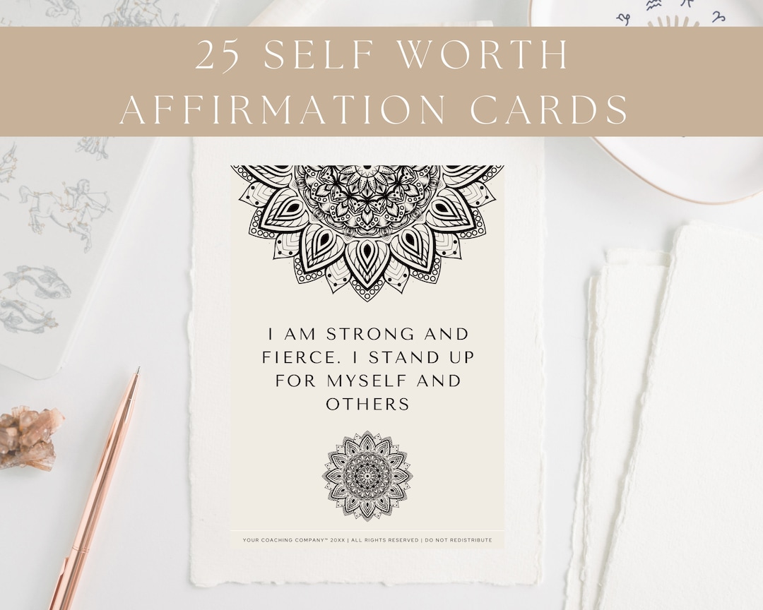 Boho Affirmation Cards Template Canva, Affirmation Station, Printable ...