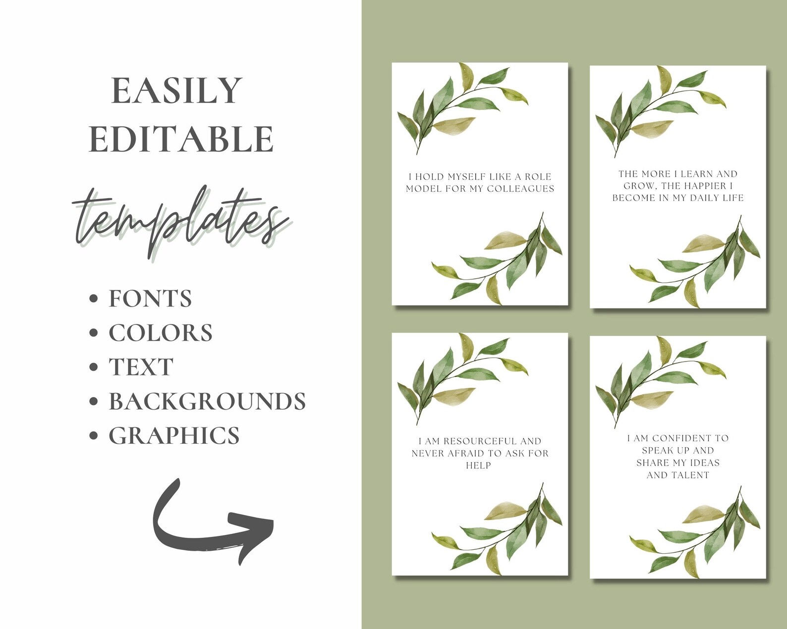 Affirmation Cards Template Canva, Affirmation Station, Printable ...