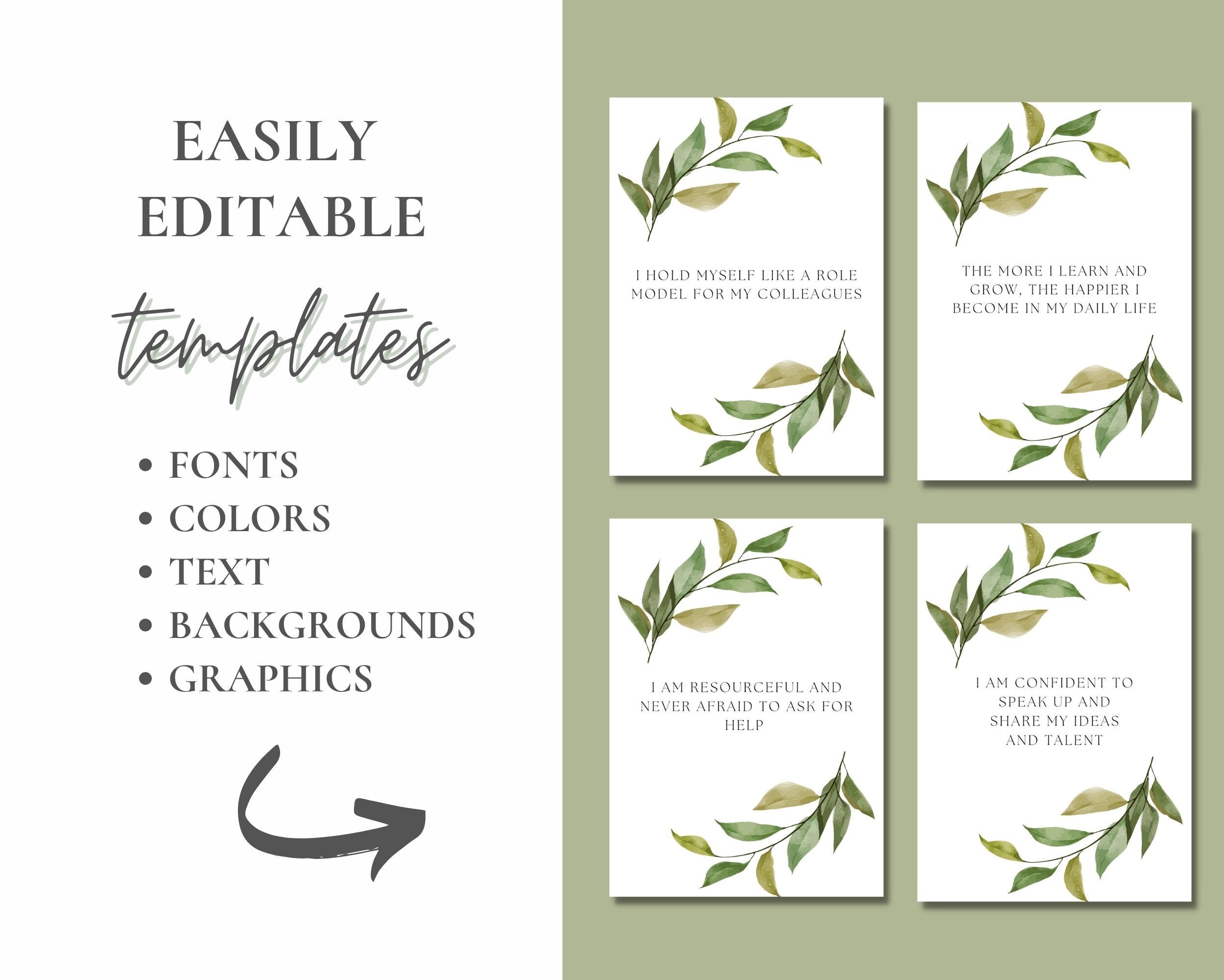 Affirmation Cards Template Canva Affirmation Station - Etsy