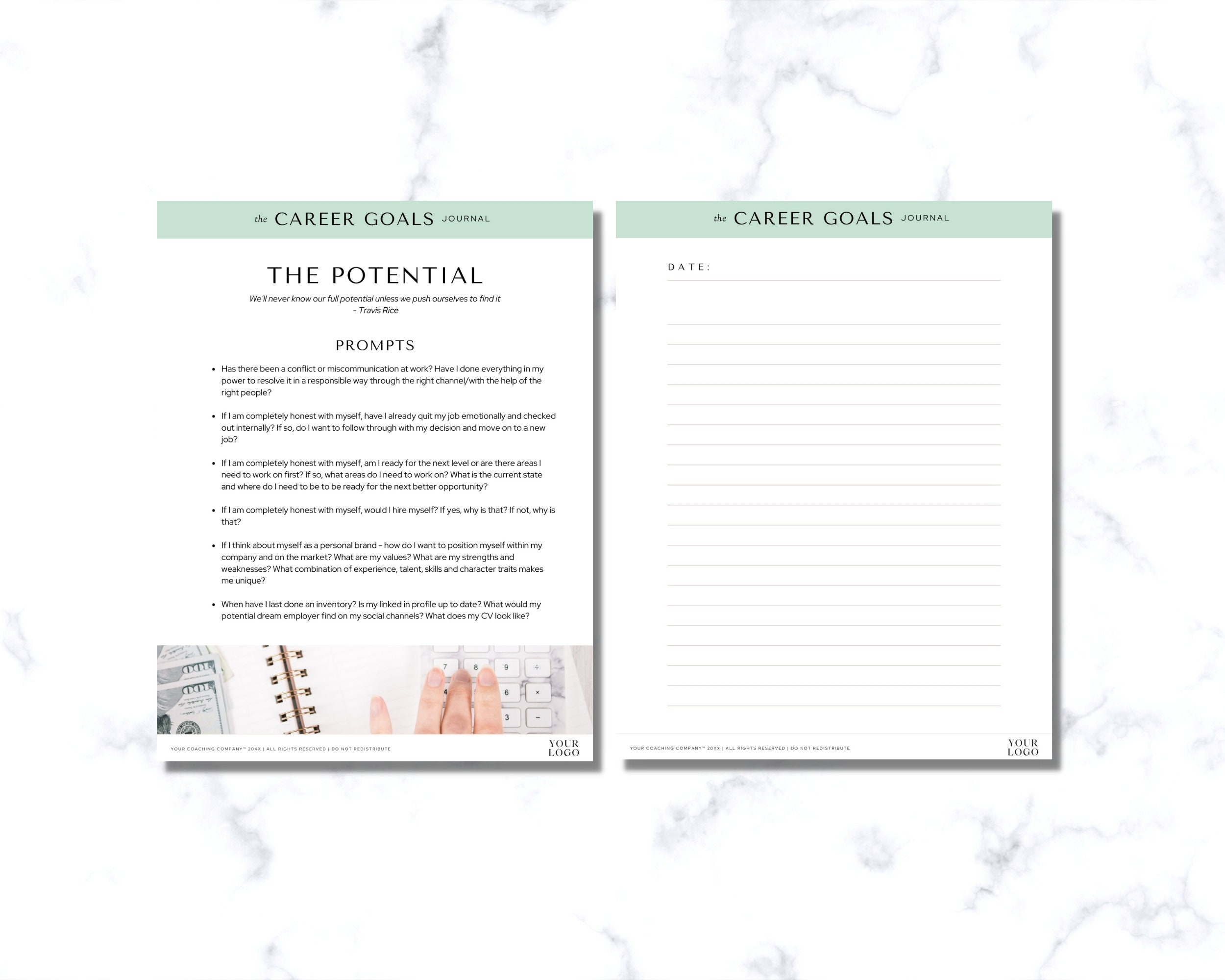 Career Goals Journal, Career Planner, Canva Career Plan Template ...