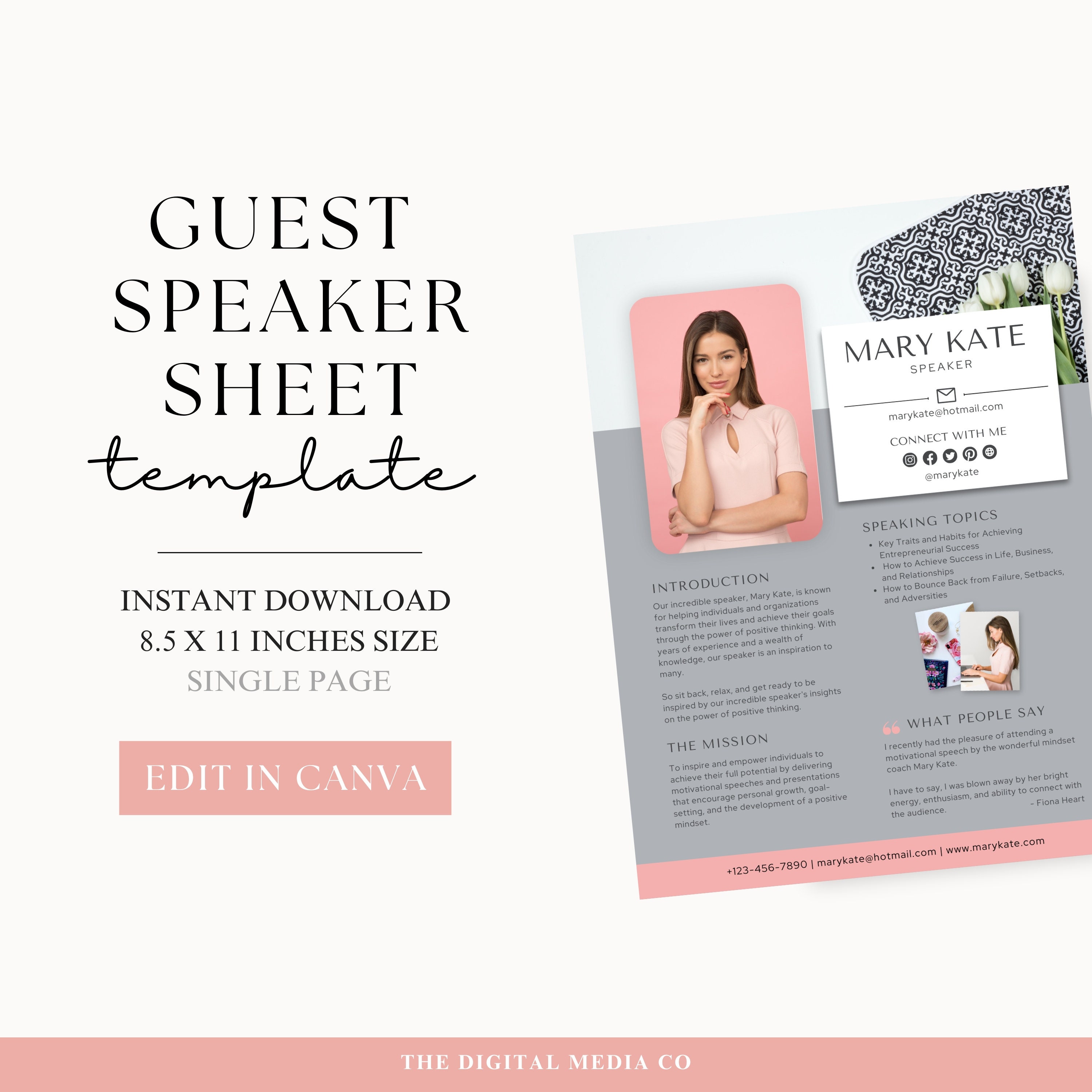 Guest Speaker Template | Single Sheet Presenter Template | Canva ...