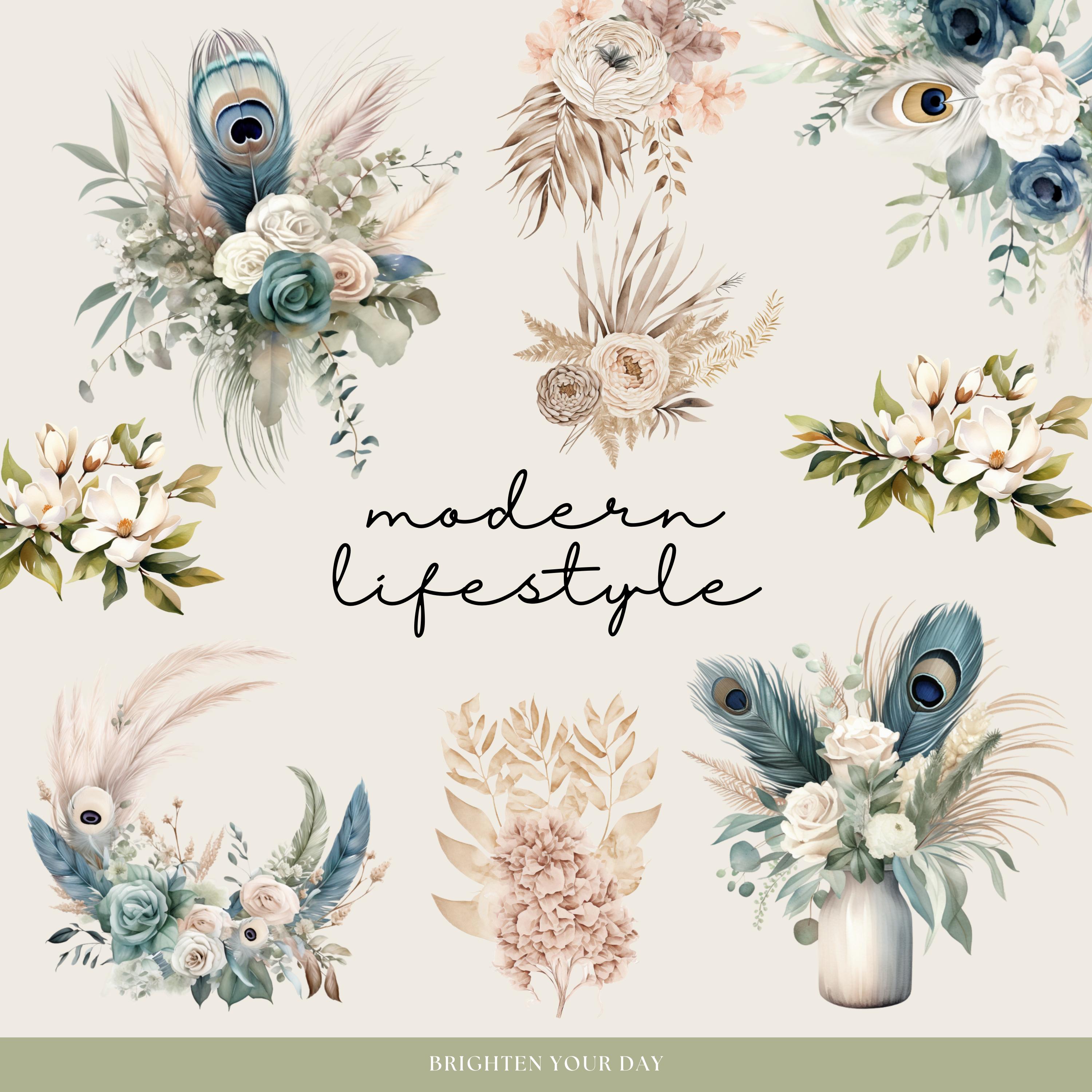 Boho Flower Digital Stickers, Goodnotes Floral Stickers, Plant Stickers ...