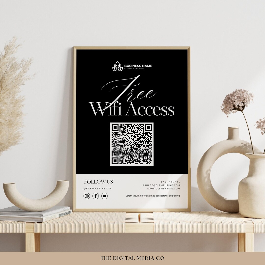 Wifi Access Sign, Printable Wifi Password Sign, Modern One Page Wifi ...