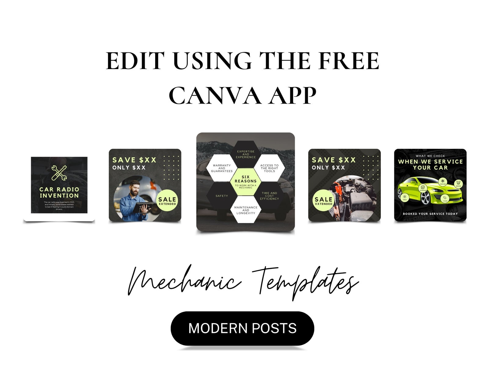 Mechanic Templates, Car Shop Social Media Posts, Canva Templates for ...