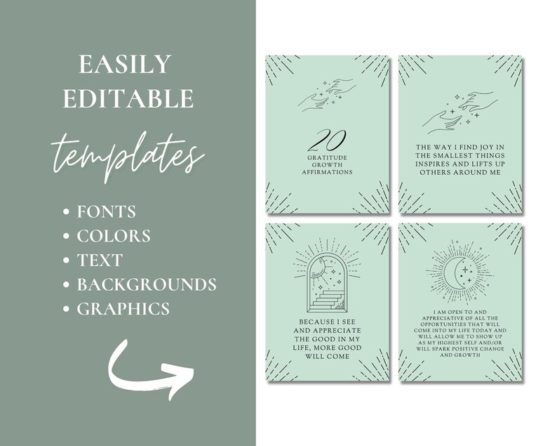 Affirmation Cards Template Canva, Affirmation Station, Printable ...