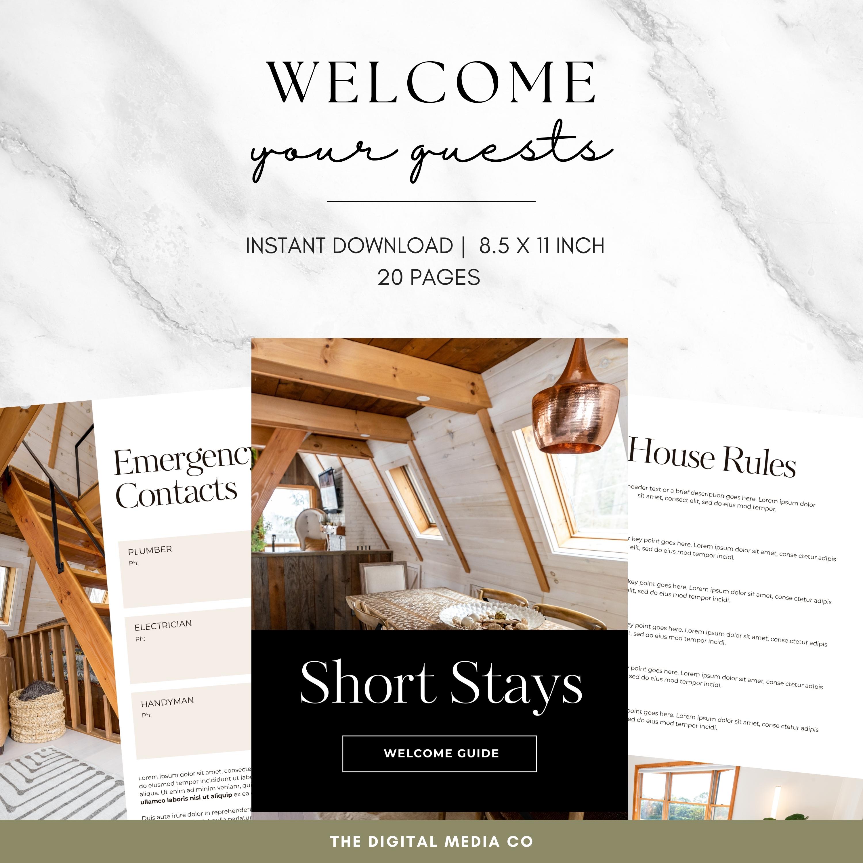 Short Term Stay Guide, Canva Airbnb Printable, Holiday Rental Download ...