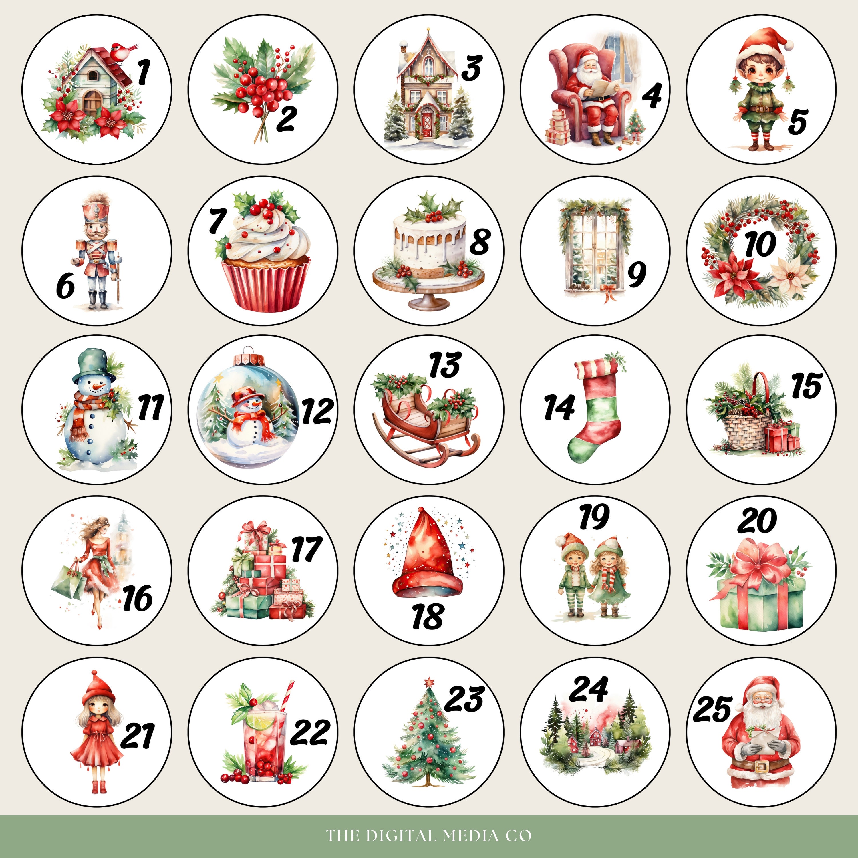 Christmas Advent Stickers Christmas Countdown Diy Advent Calendar ...