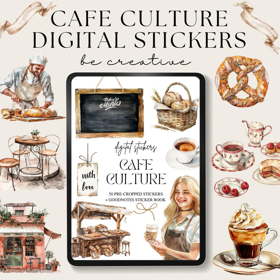 Cafe Culture Digital Planner Stickers, Bakery Sticker Book, Goodnotes ...