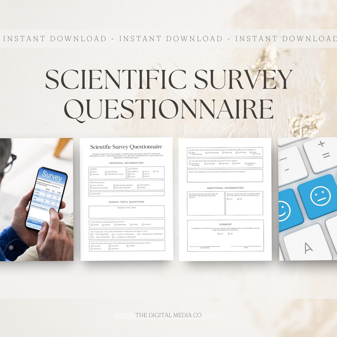 Scientific Survey Questionnaire, Printable Survey Form, Research Data ...