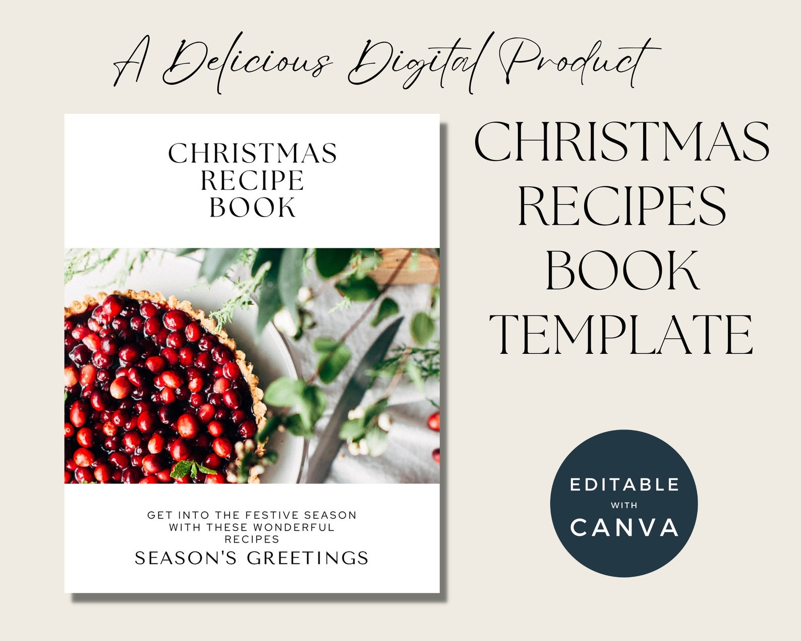 Christmas Recipe Template, Festive Foodie Magazine, Canva Template for ...