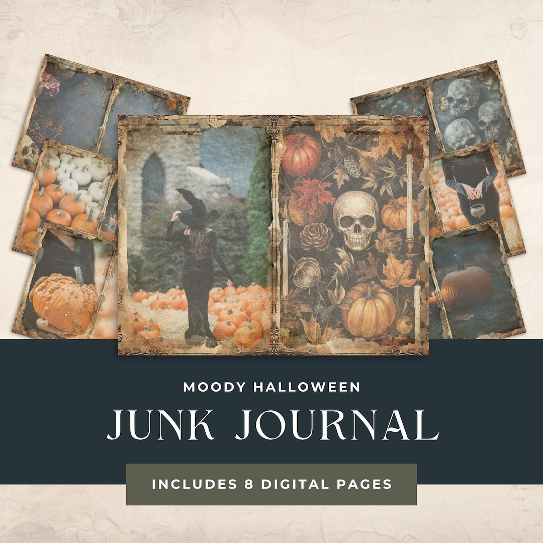Moody Halloween Junk Journal Kit, Journal Pages, Instant Download ...