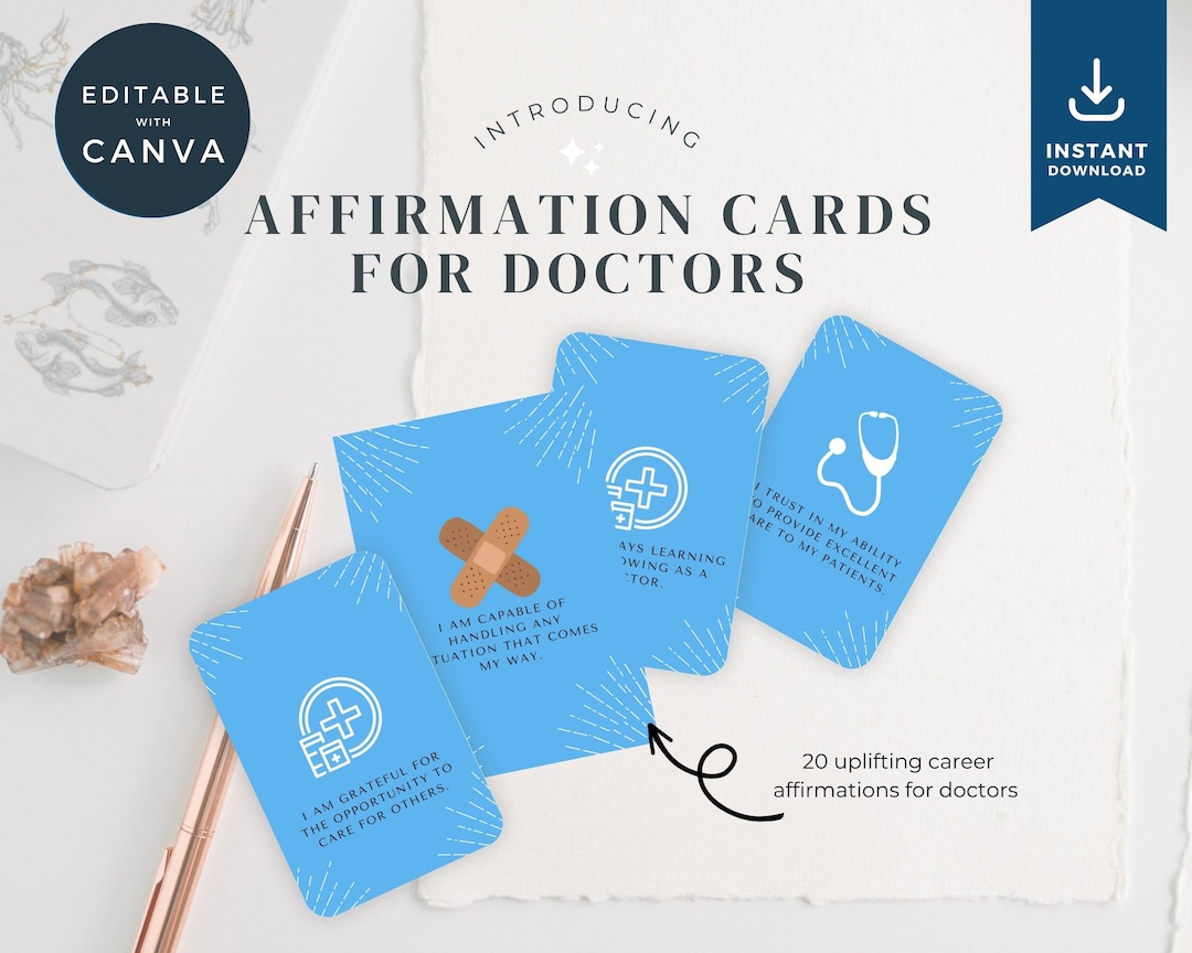 Doctor Affirmation Cards, Canva Medical Templates, Printable ...