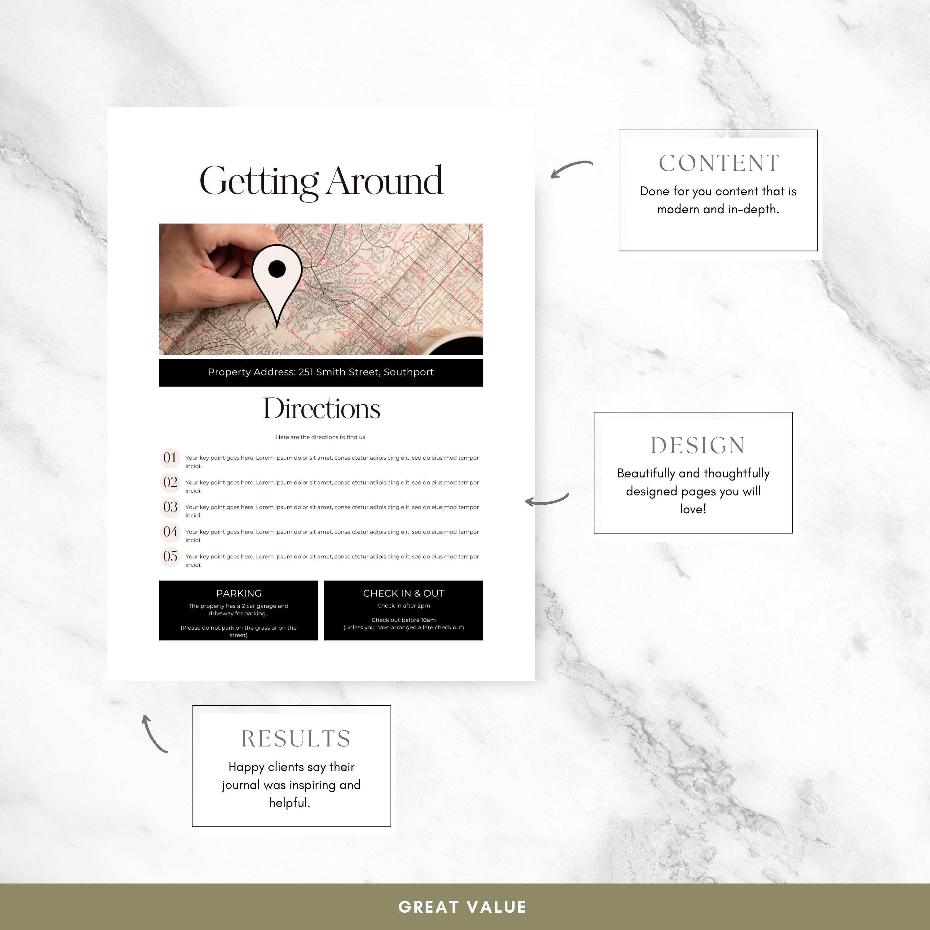 Short Term Stay Guide, Canva Airbnb Printable, Holiday Rental Download ...