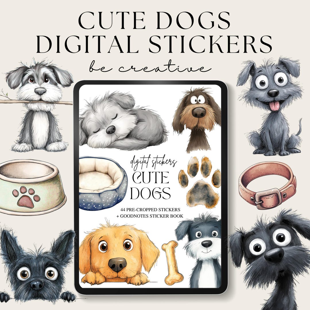 Cute Dog Digital Stickers, Goodnotes Animal Stickers, Puppy Goodnotes ...