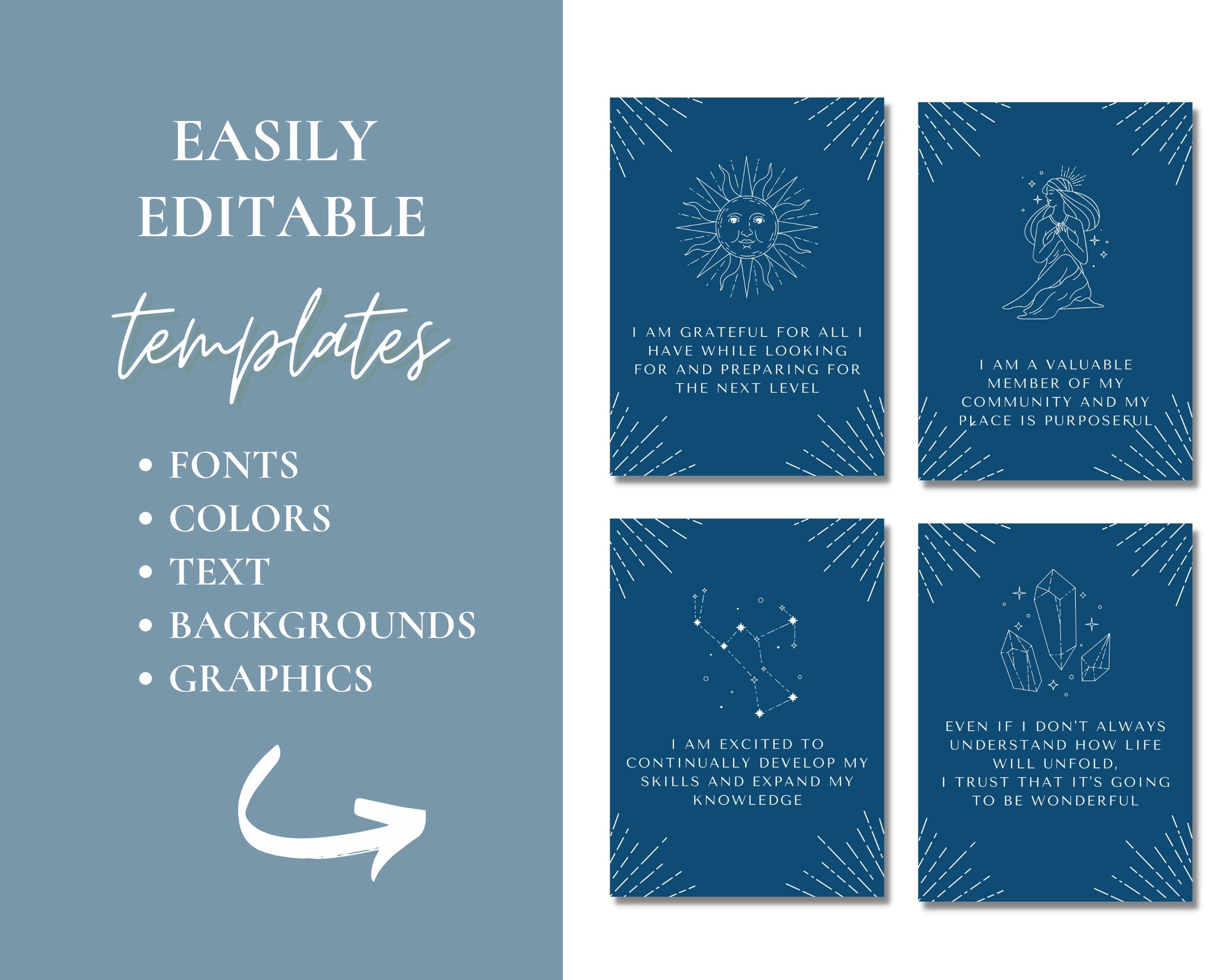 Affirmation Cards Template Canva, Affirmation Station, Printable ...