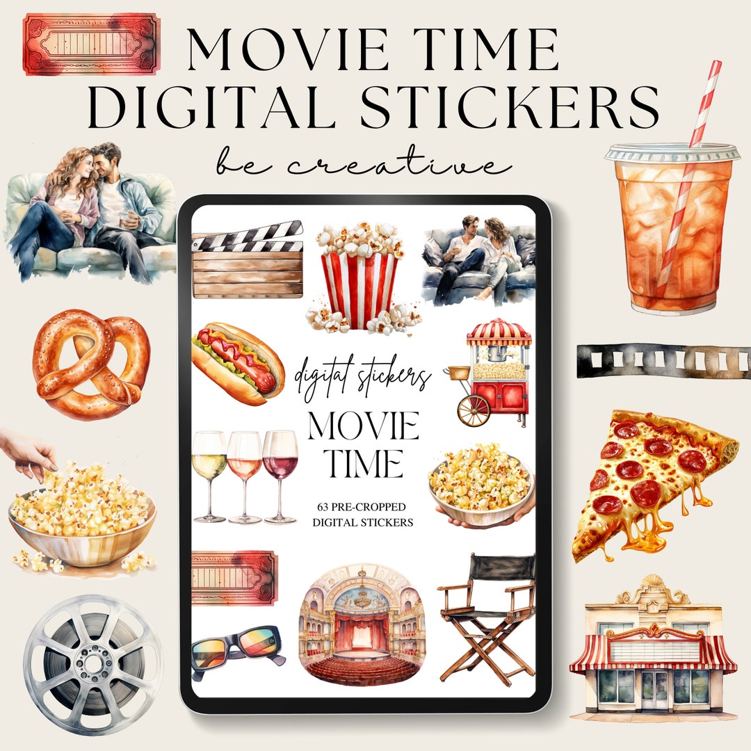 Movie Night Digital Planner Stickers, Goodnotes Film Stickers, Cinema ...