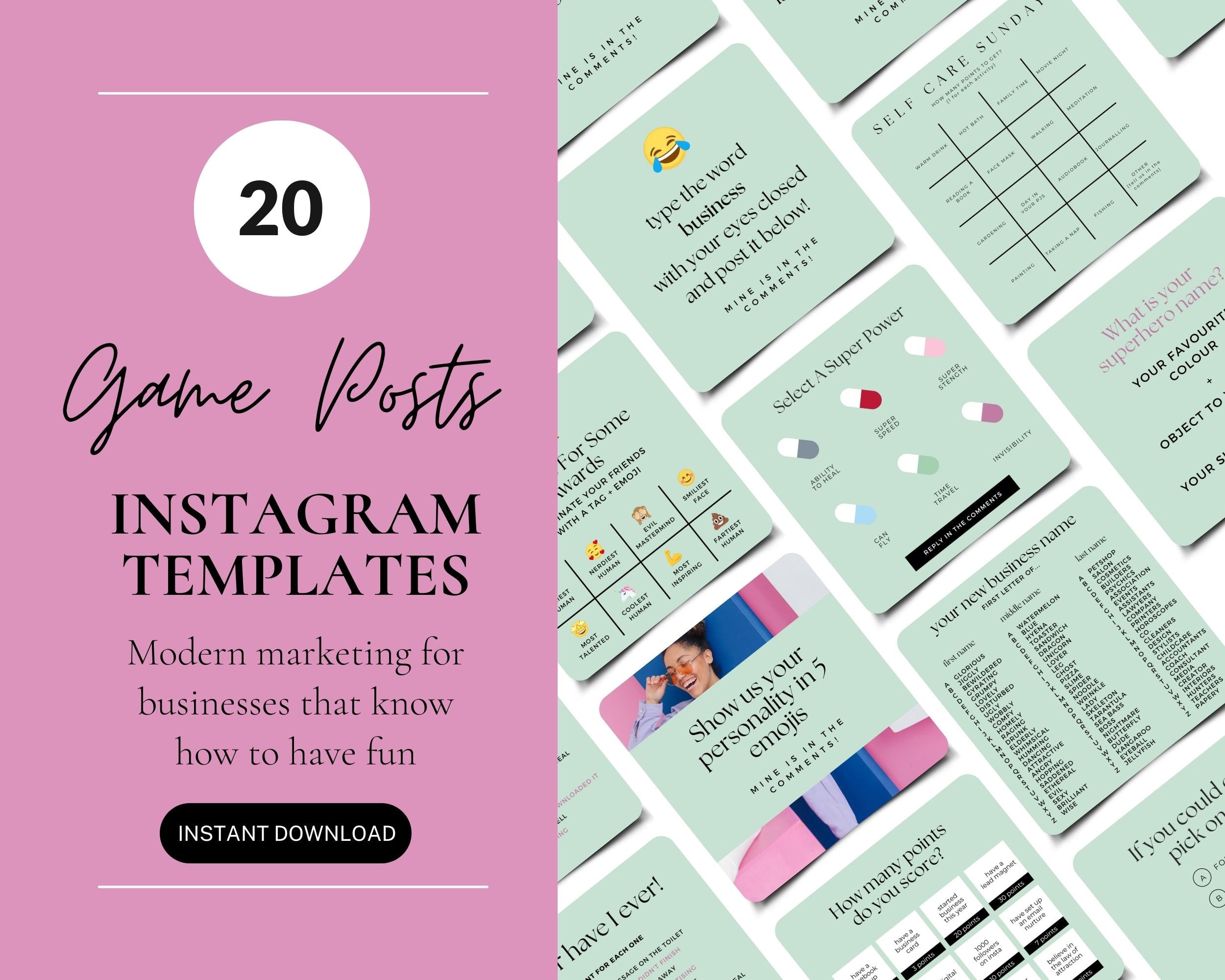 20 Viral Game Instagram Posts Social Media Challenge - Etsy