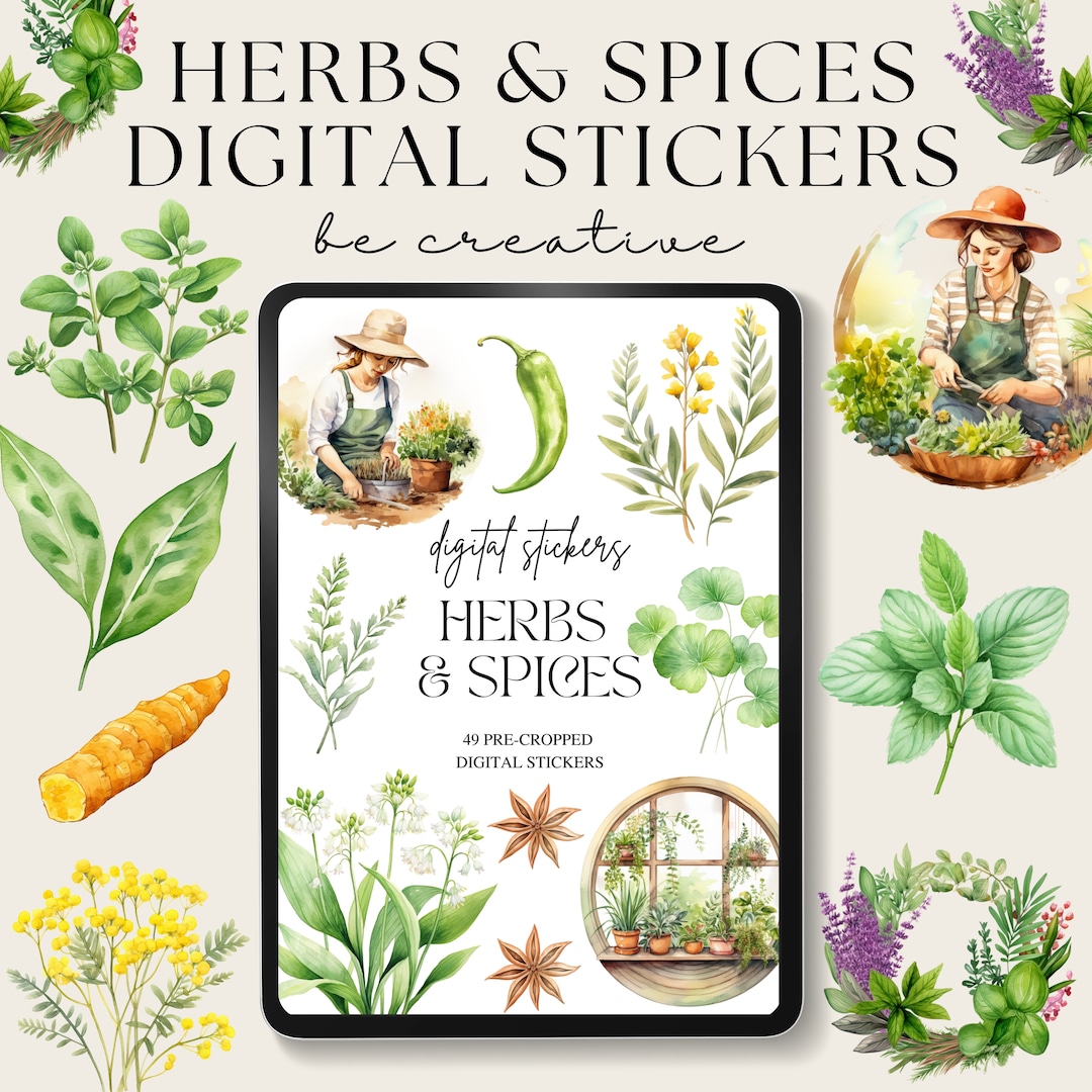 Herbs Digital Stickers, Spices Sticker Book, Goodnotes Spices Stickers ...