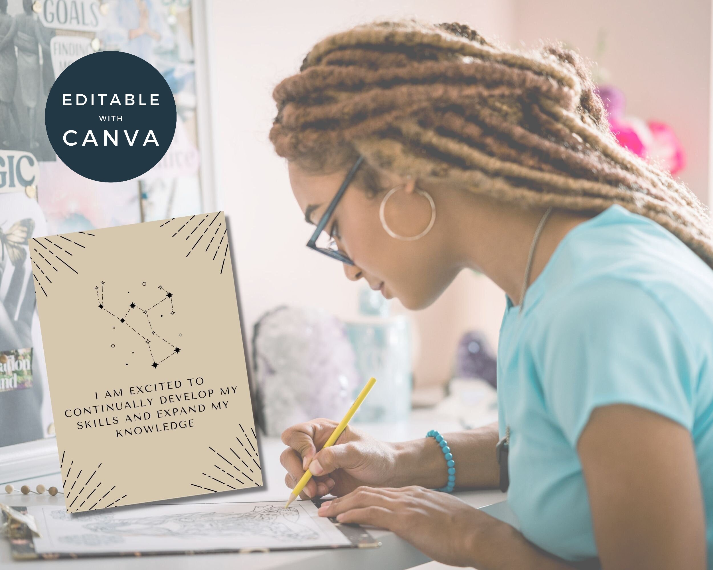 Affirmation Cards Template Canva, Affirmation Station, Printable ...