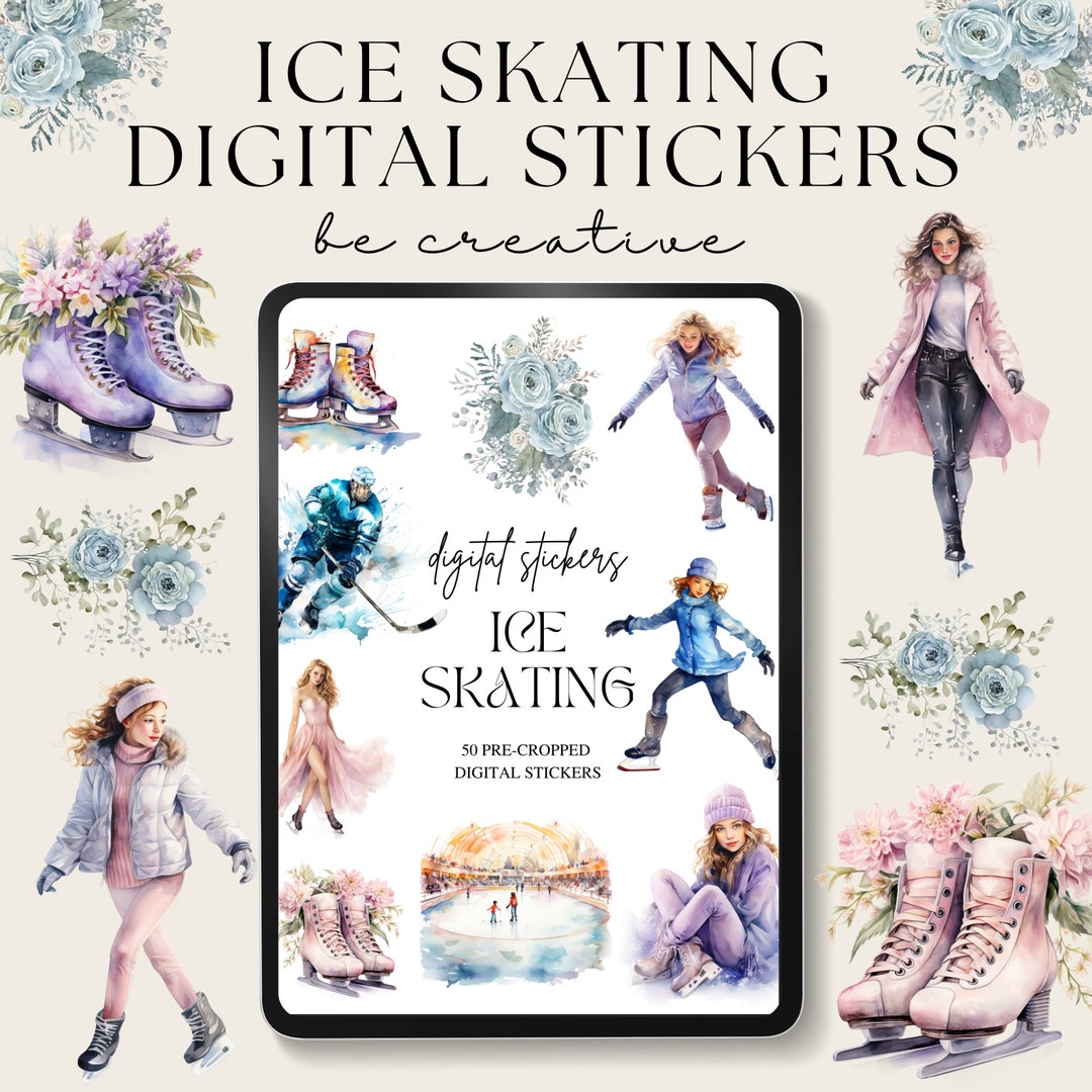Ice Skating Stickers, Goodnotes Fitness Stickers, Digital Skating ...