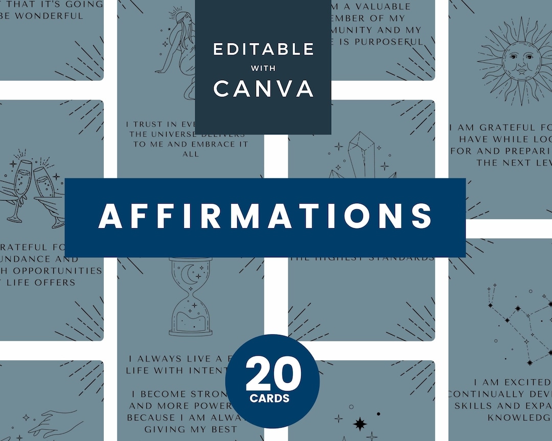 Affirmation Cards Template Canva, Affirmation Station, Printable ...