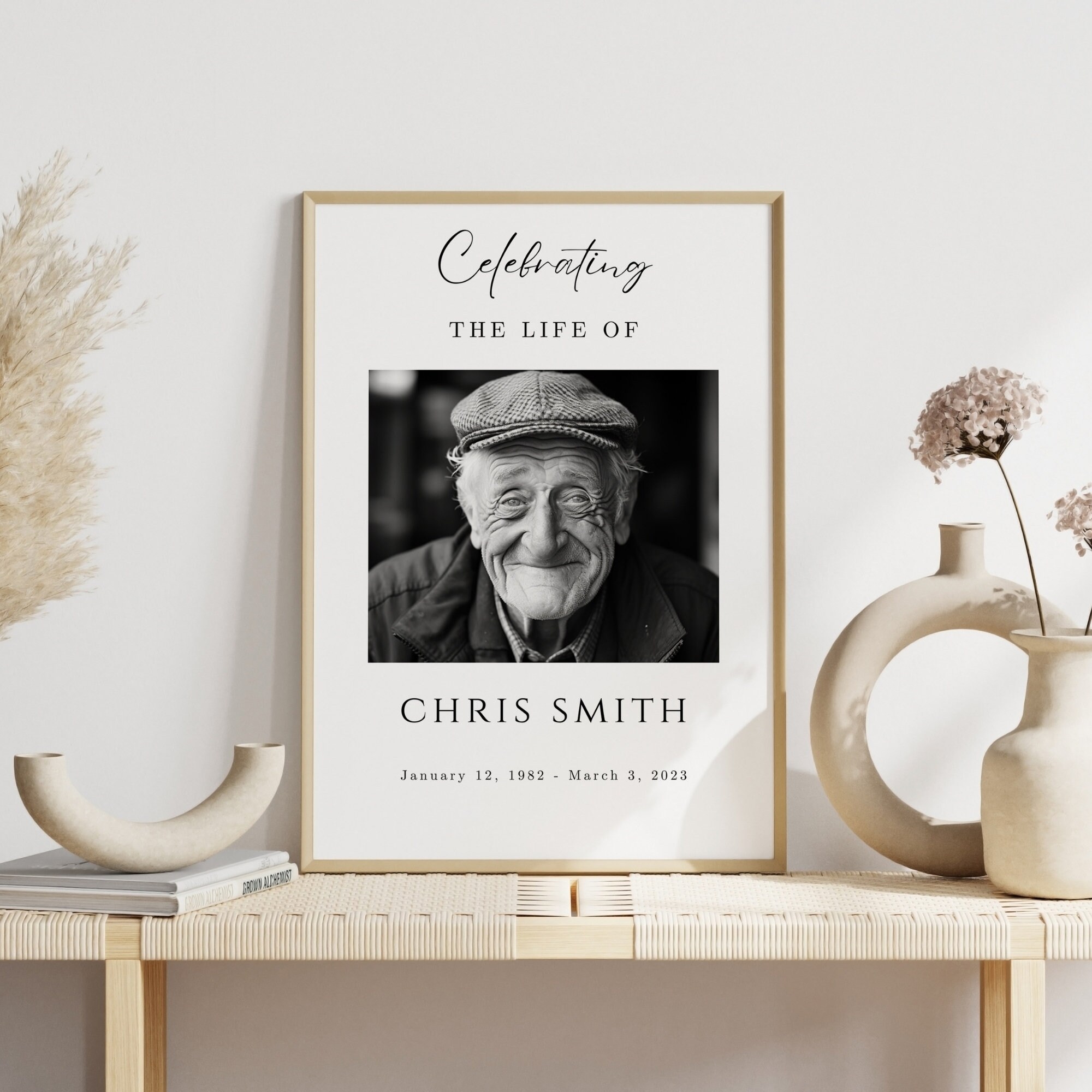 Printable Funeral Guest Sign Black and White Celebration of - Etsy