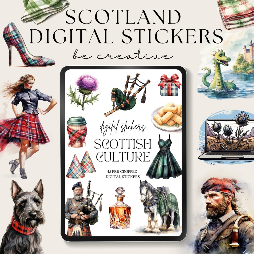 Scotland Culture Digital Planner Stickers | Digital Sticker Book ...