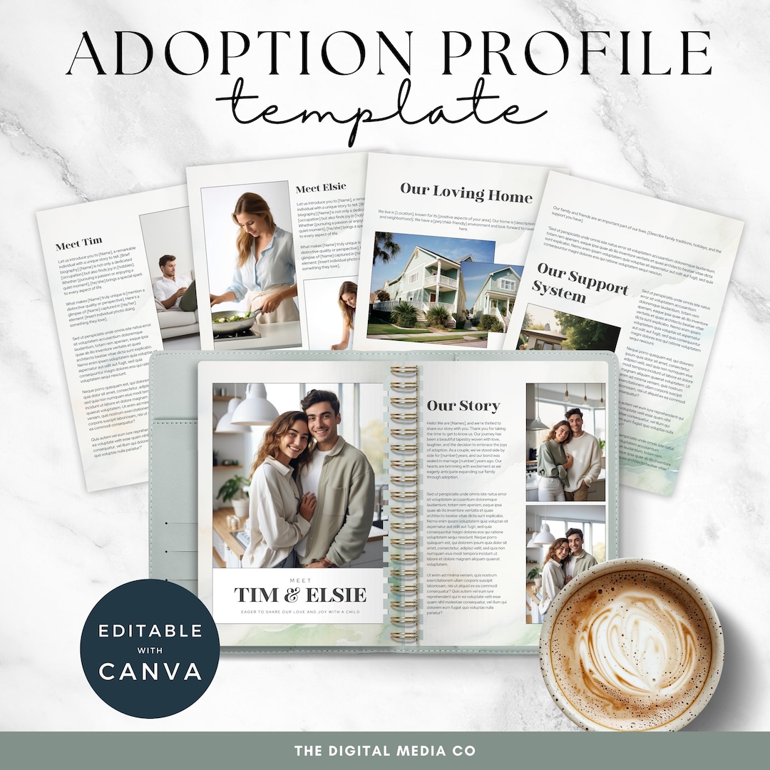 Adoption Profile Template, Fully Editable Parent Book, Canva Printable ...