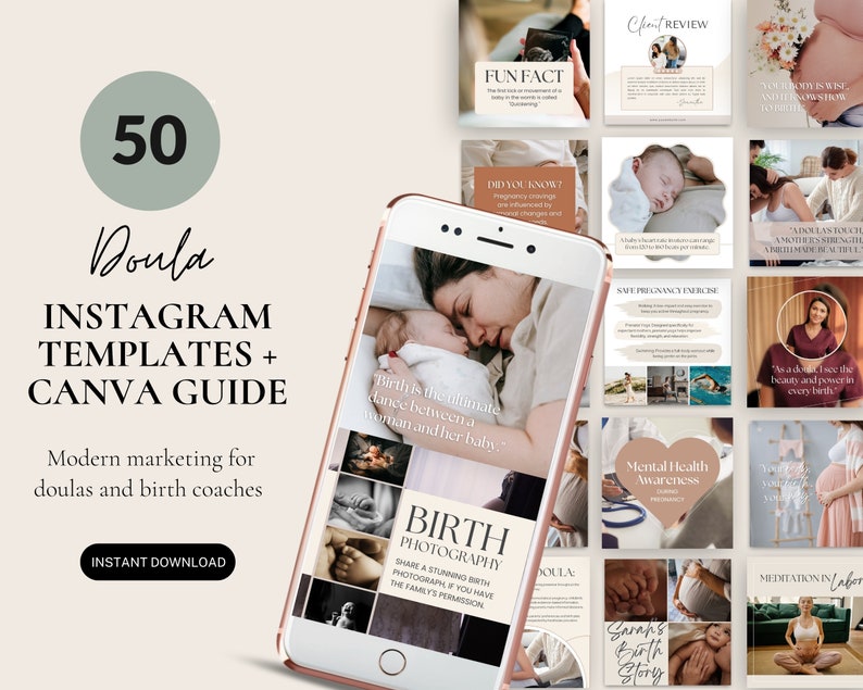 Doulas Instagram Templates, Midwives Marketing, Birth Coach Social ...