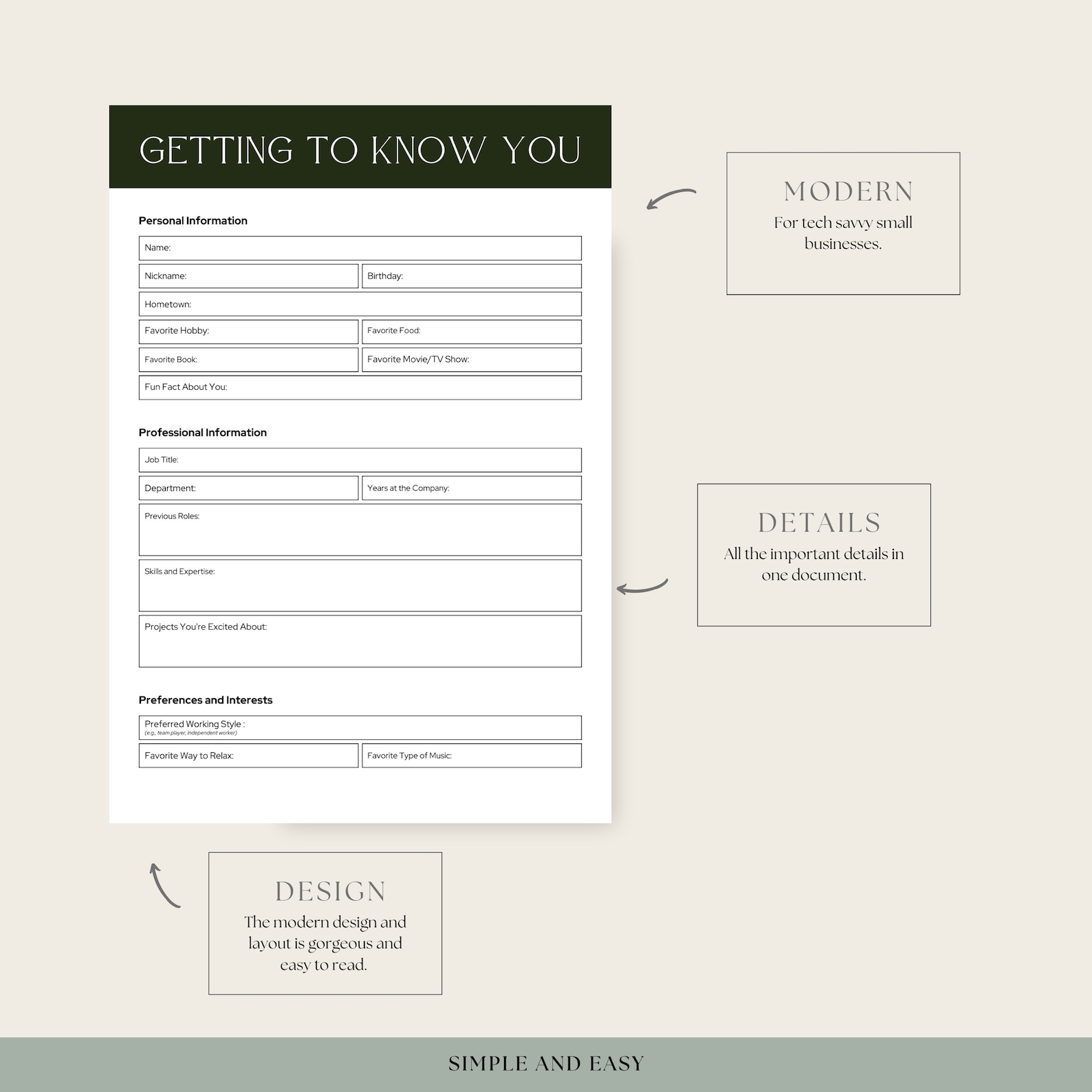 Getting to Know You Template, Printable Ice Breaker Questionnaire ...