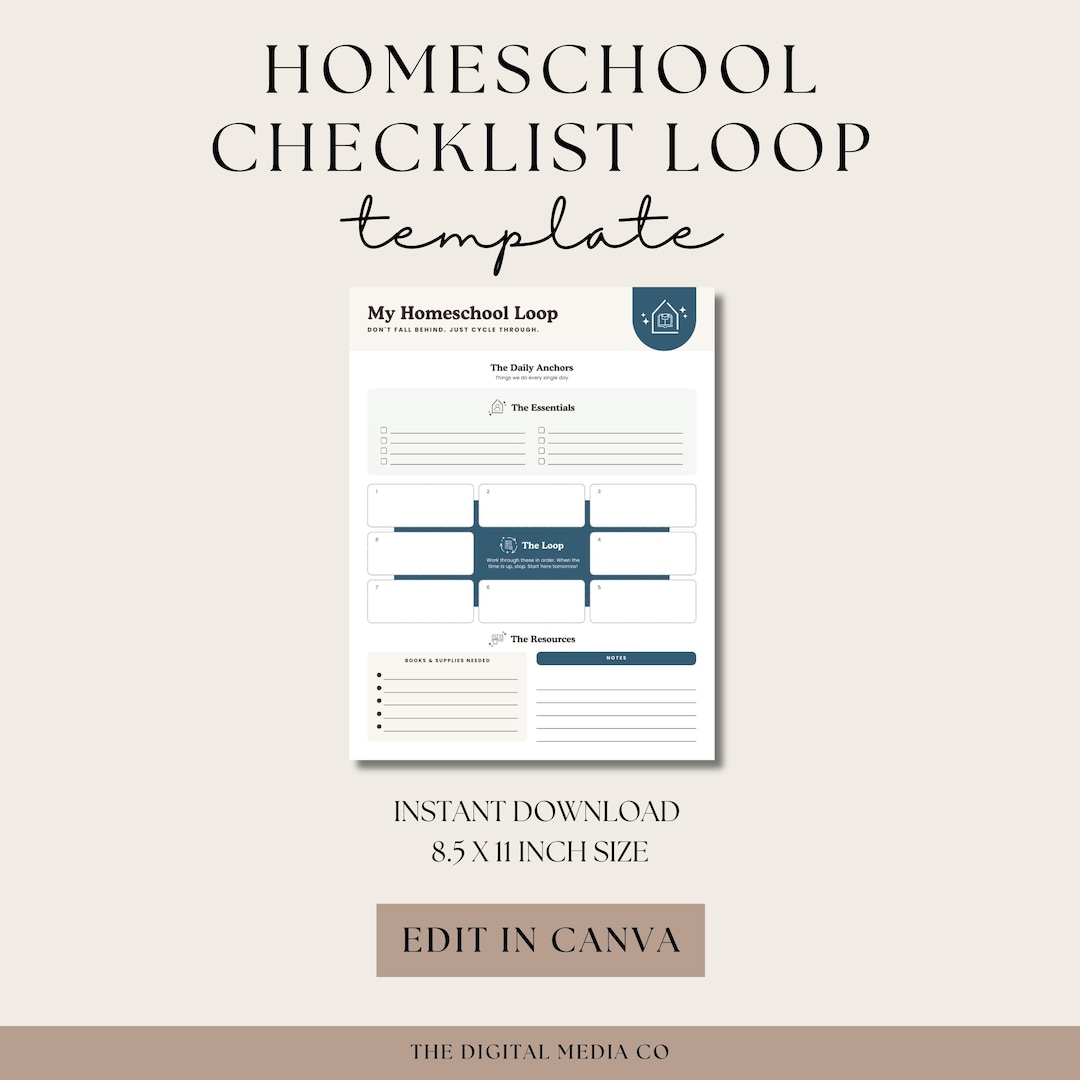 Homeschool Loop Schedule Template | Editable Checklist for Daily ...