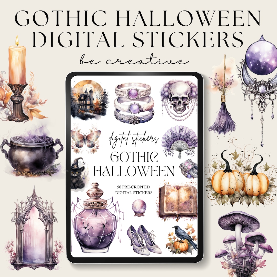 Gothic Halloween Digital Stickers, Goodnotes Celestial Stickers, Png ...