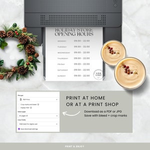 Christmas Store Hours Template, Holiday Opening Schedule Sign, Festive ...